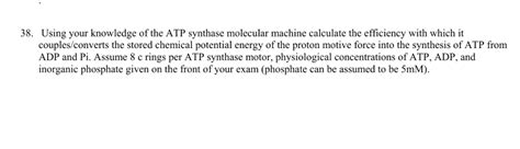 Solved 38 Using Your Knowledge Of The Atp Synthase