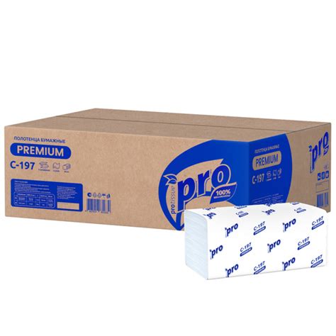 Бумажные полотенца листовые 2 слойные белые V сложения Protissue Premium 20 упаковок по 200
