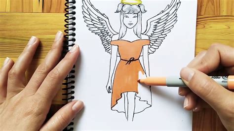 فرشته بال دار آموزش کشیدن نقاشی