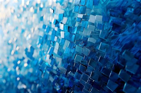 Abstract Blue Cubes Cascade Dynamically A 3d Rendering Of Interlocking Geometric Shapes With