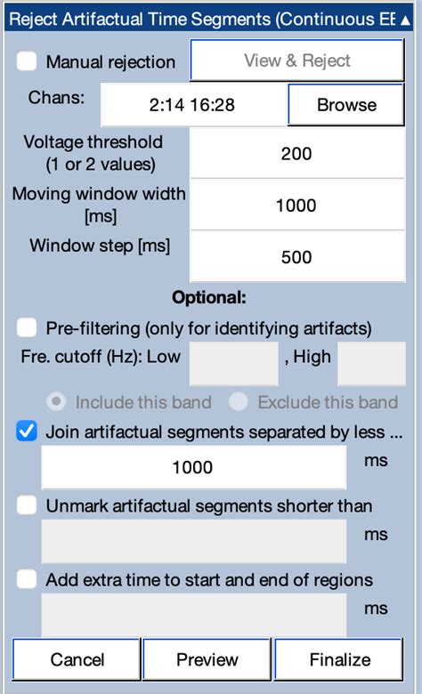 ERPLAB Studio Panels Reject Artifactual Time Segments Ucdavis Erplab GitHub Wiki