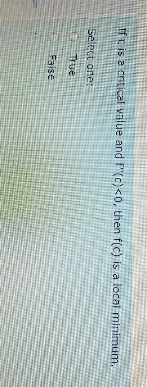 Solved If C Is A Critical Value And F C