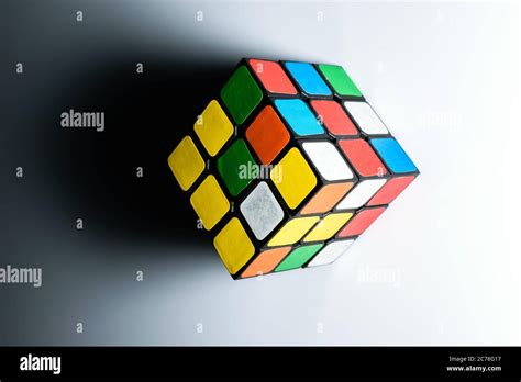 Isolated Rubik S Cube With Its Shadow White Background Stock Photo Alamy
