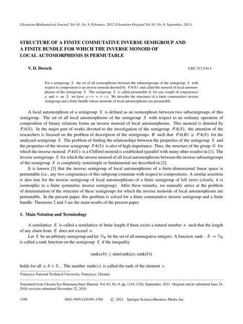 Pdf Structure Of A Finite Commutative Inverse Semigroup And A Finite
