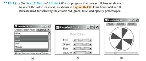 Solved 1617 Use Scrolbar And Slider Write A Program