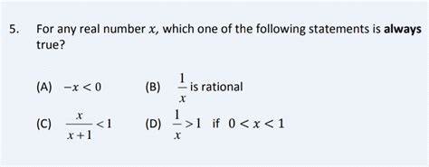 Solved For Any Real Number X Which One Of The Following Chegg Com