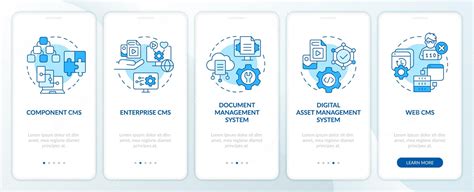 Premium Vector Cms Platform Types Blue Onboarding Mobile App Screen