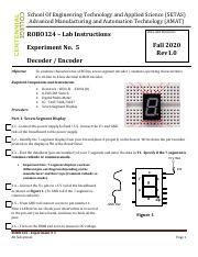 ROBO124 EXP 5 Decoder Encoder Ed1 0 1 Pdf Babe Of Engineering Technology And Applied