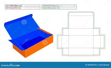 Folding Corrugated Tray Box And Corrugated Tray Template 3d Render And Die Line Template With