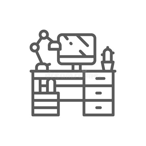 Desktop Computer With Warning Sign Screen Error Notification Laptop And Exclamation Mark Line