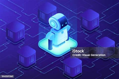 로봇 네트워킹 개념 벡터 아이소메트릭 일러스트 레이 션입니다 인공지능에 대한 스톡 벡터 아트 및 기타 이미지 인공지능 3차원 형태 개념 Istock