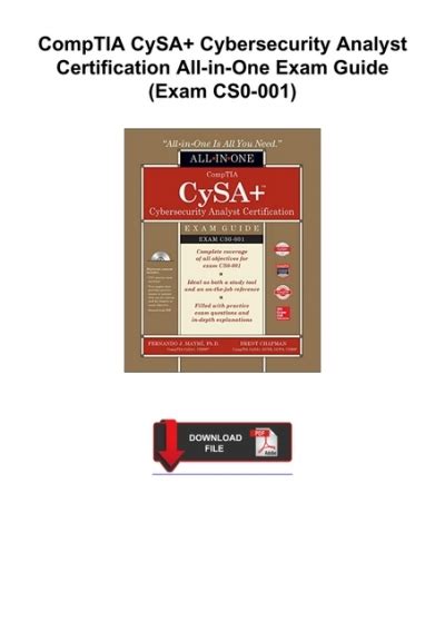 PDF CompTIA CySA Cybersecurity Analyst Certification All In One Exam Guide Exam CS0 001