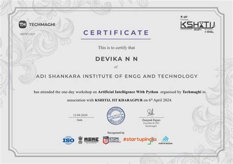 Devika N N On Linkedin Attended A Workshop On Artificial Intelligence