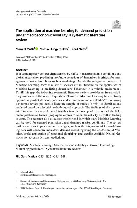 Pdf The Application Of Machine Learning For Demand Prediction Under