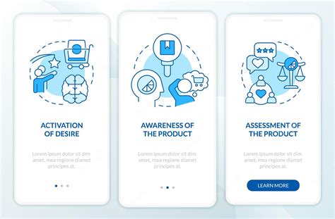 Premium Vector Sensory Impact On Customer Behavior Blue Onboarding Mobile App Screen