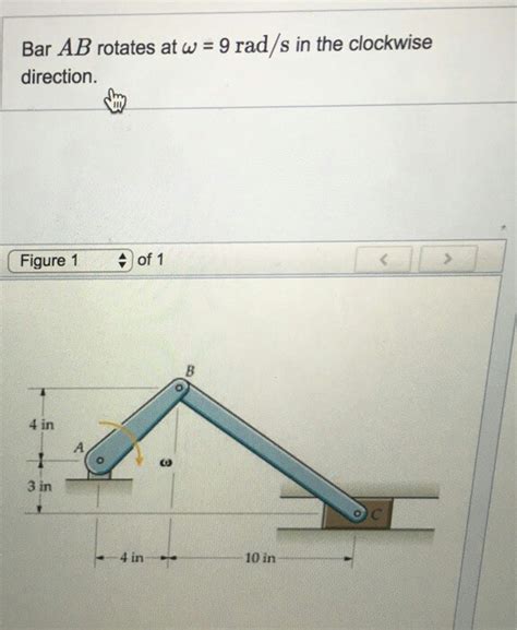 solved bar ab rotates at ω 9 rad s in the clockwise
