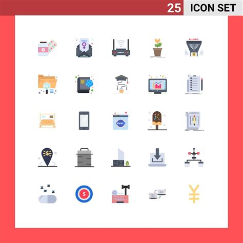 Universal Icon Symbols Group Of 25 Modern Flat Colors Of Plant Mario Router Game Modem Editable