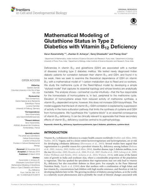 Pdf Mathematical Modeling Of Glutathione Status In Type 2 Diabetics