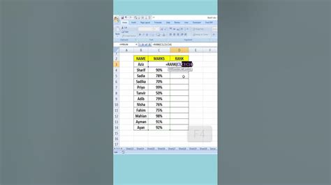 Rank Function Excel Shorts Video Shortsvideo Excelshortsvideo Youtube
