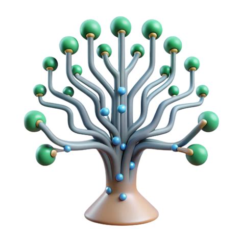 Elegant Artistic Abstract Network Tree Nodes Connections Growth System Structure Detailed