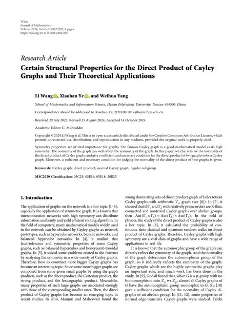 Pdf Certain Structural Properties For The Direct Product Of Cayley