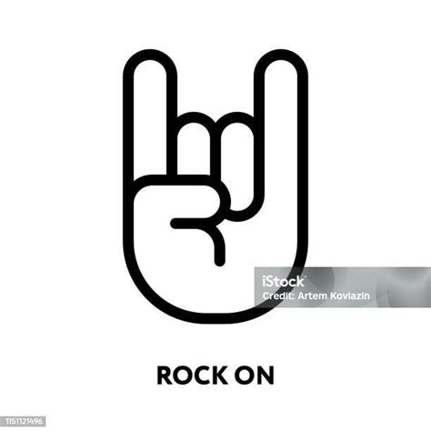 콘서트 공연 손 제스처 기호에 바위 벡터 평면 선 스트로크 아이콘입니다 손에 대한 스톡 벡터 아트 및 기타 이미지 손 바위 금속 Istock