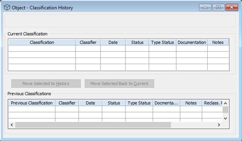 Object Classification History Window