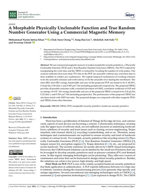 a morphable physically unclonable function and tru pdf electronics