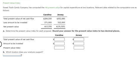 Solved Present Value Indexsweet Tooth Candy Company Has