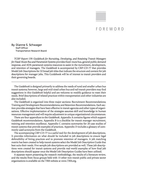 Front Matter Guidebook For Recruiting Developing And Retaining Transit Managers For Fixed