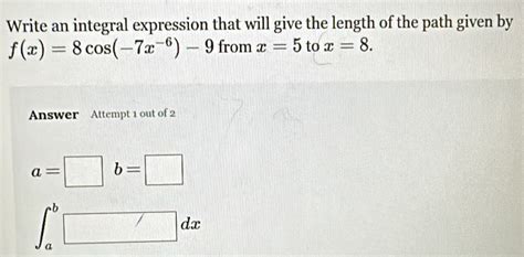 solved write an integral expression that will give the length of the