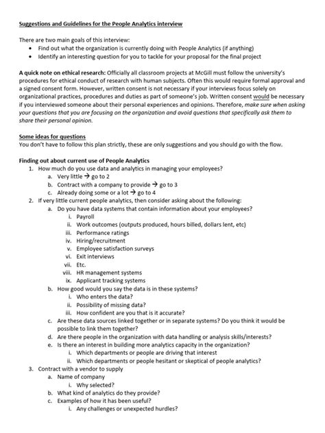 Project Interview Guidelines Pdf Analytics Employment