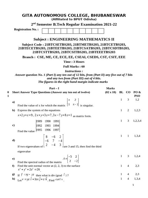 2 All Engineering Mathematics Ii Pdf Eigenvalues And Eigenvectors Matrix Mathematics