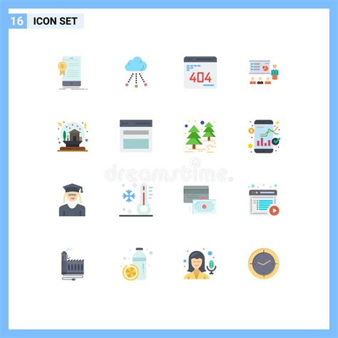 Pictogram Set Of 16 Simple Flat Colors Of Graph Analytics Technology Presentation Web Stock