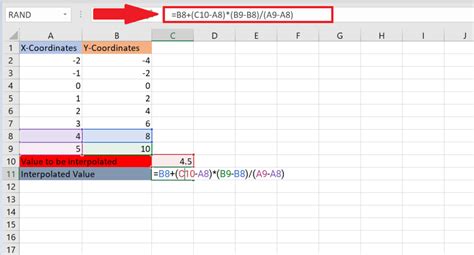 how to interpolate between two values in microsoft excel spreadcheaters