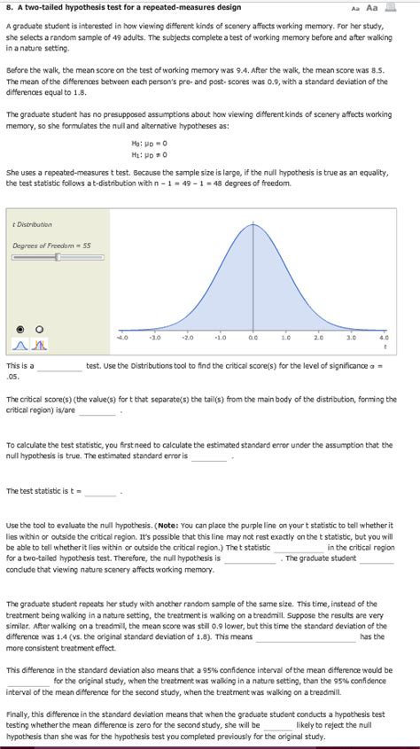 Solved 8 A Two Tailed Hypothesis Test For A