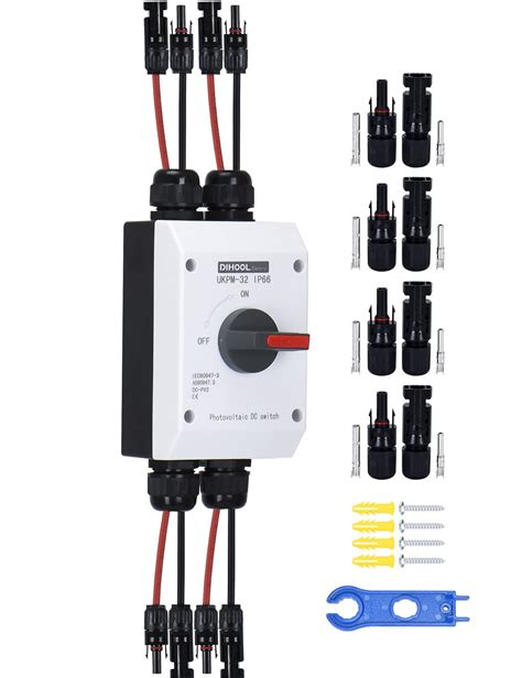 Dihool Solar Panel Disconnect Switch 2x32 Amp 2 String Dc 1200v 2 In 2