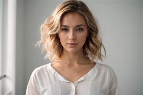 Premium Ai Image Portrait Of Beautiful Women With Blonde Top Knot Off