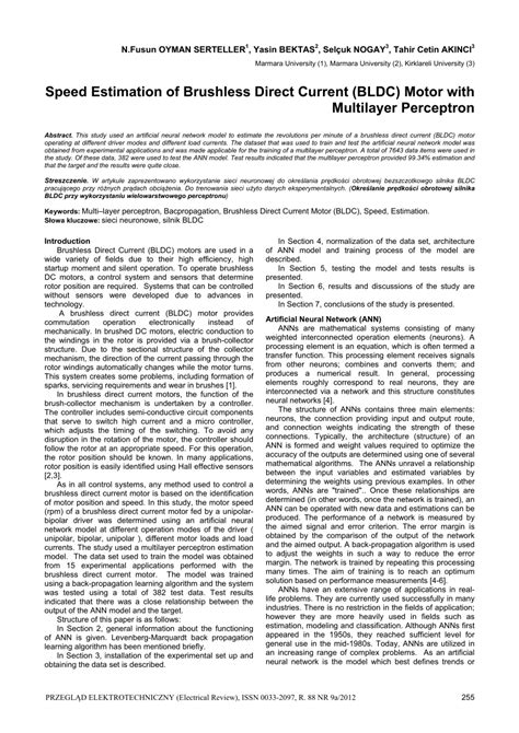 Pdf Speed Estimation Of Brushless Direct Current Bldc Motor With