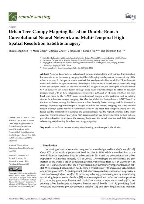 Pdf Urban Tree Canopy Mapping Based On Double Branch Convolutional