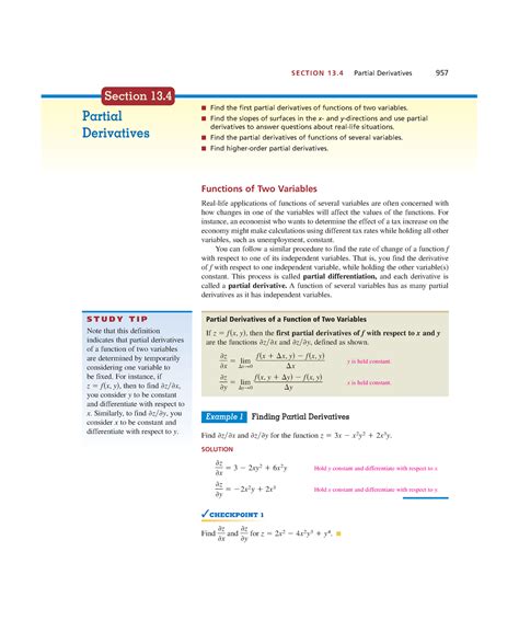 Math Ch13 3 Math Work S E C T I O N 1 3 4 Partial Derivatives 957
