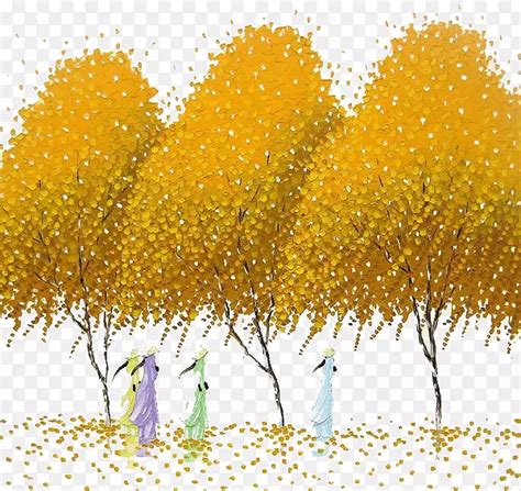 创意金黄色树木插画png图片素材下载 图片编号7529168 Png素材网