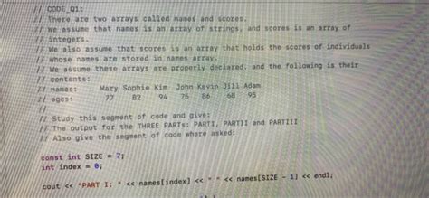 Solved Code 01 There Are Two Arrays Called Names And