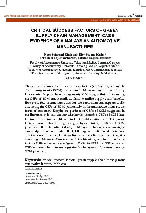 Pdf Critical Success Factors Of Green Supply Chain Management For Achieving Sustainability In
