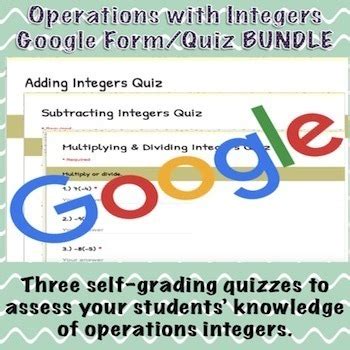 Operations With Integers Google Forms Quizzes Bundle Distance Learning