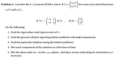 Solved Problem Consider The System Of ODEs Where Chegg