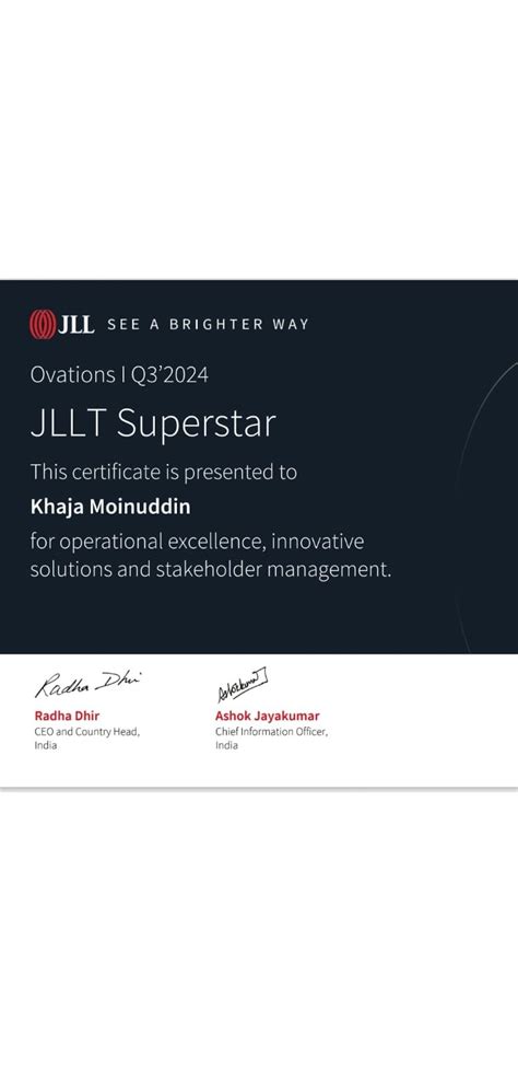 Khaja Moinuddin On Linkedin Thank You Jll Technologies And My Leader Julie Webber For The