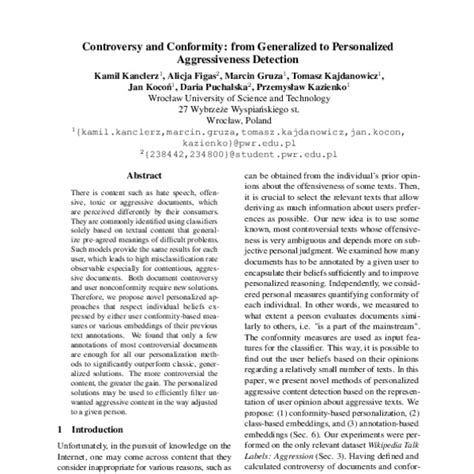 Controversy And Conformity From Generalized To Personalized