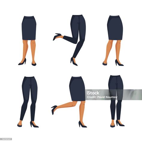여성 문자 생성자입니다 다리 바지와 치마의 하체 부분 소녀 창조 만화 벡터 일러스트 레이 션 다리 신체 부분에 대한 스톡 벡터 아트 및 기타 이미지 Istock