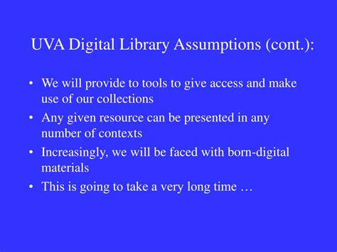 Ppt Uva Digital Library Assumptions Powerpoint Presentation Free Download Id5659774
